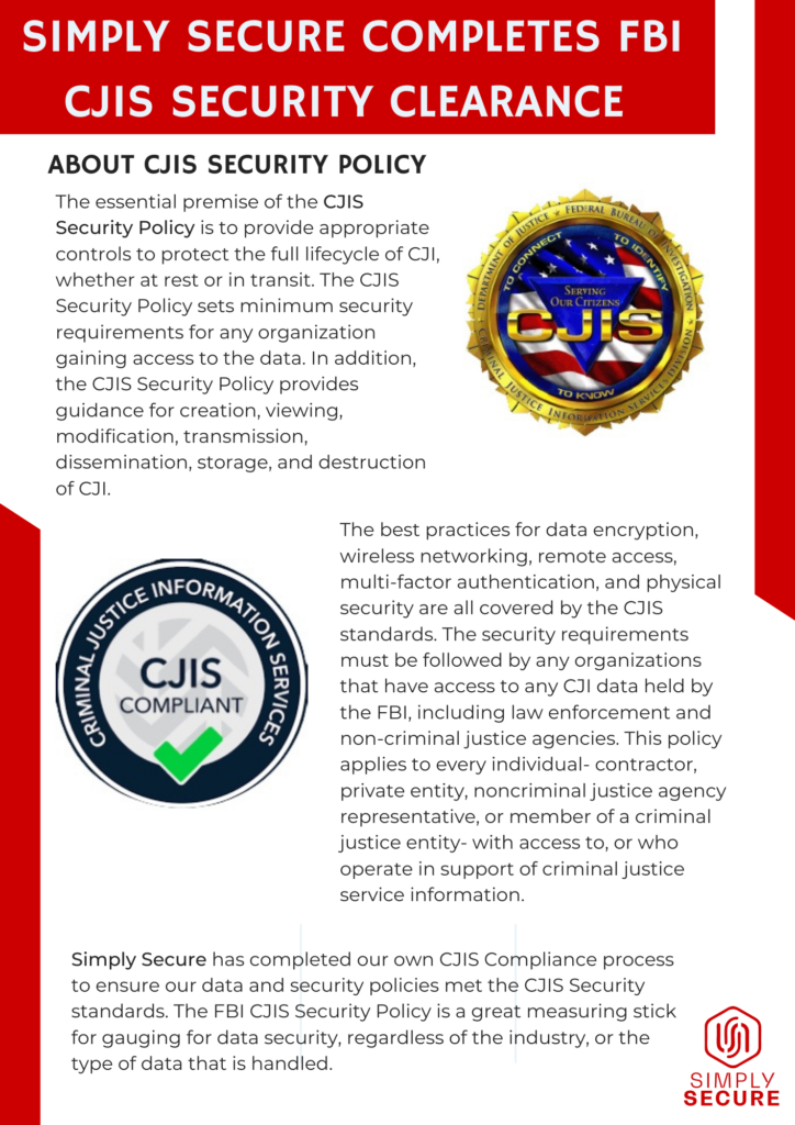 Simply Secure Completes FBI CJIS Security Clearance – Simply Secure Group